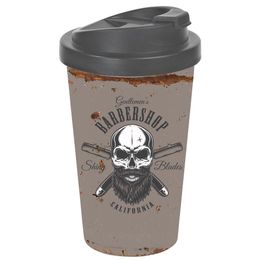 GEDA LABELS Coffee to go Becher Barber Skull in Grau - 400 ml | Gr.: onesize