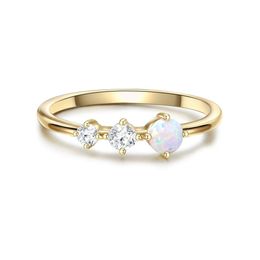 Glanzst&uuml;cke M&uuml;nchen Glanzst&uuml;cke M&uuml;nchen Ring aus Sterling Silber mit Zirkonia und Opal in gelbgold | Gr.: 54