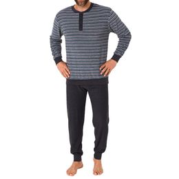 Normann Frottee Pyjama Schlafanzug B&uuml;ndchen Streifen - 67654 in hellblau | Gr.: 48