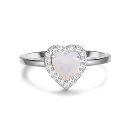 Glanzst&uuml;cke M&uuml;nchen Glanzst&uuml;cke M&uuml;nchen Ring Herz aus Sterling Silber mit Mondstein (synth.) in silber | Gr.: 56