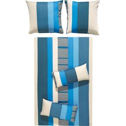 REDBEST Single-Jersey Bettw&auml;sche in blau-dunkelblau | Gr.: 155 x 220 + 80 x 80 cm