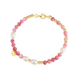 Glanzst&uuml;cke M&uuml;nchen Glanzst&uuml;cke M&uuml;nchen Armband aus Sterling Silber mit Turmalin und S&uuml;&szlig;wasser-Zuchtperle in gelbgold | Gr.: 21 cm
