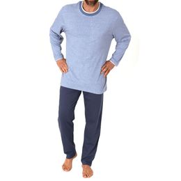 Normann langarm Schlafanzug Loungewear - 71804 in blau-melange | Gr.: 50