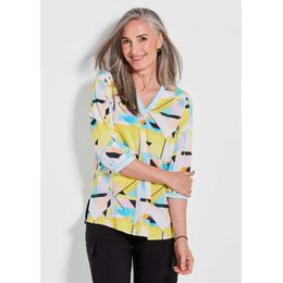 GOLDNER Viskose-Tunika mit 3/4-Arm und multicolorem Druck in gelb / schwarz / gemustert | Gr.: 50