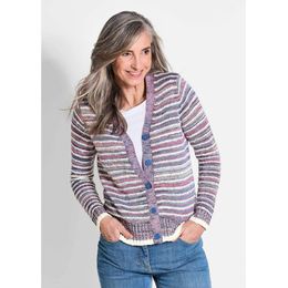 GOLDNER Langarm Jacke Damen mit Grafikmuster und V-Ausschnitt in bunt / gemustert | Gr.: 50