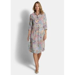 GOLDNER Elegantes Viskosekleid mit Patch-Muster in salbei / ros&eacute; / gemustert | Gr.: 50