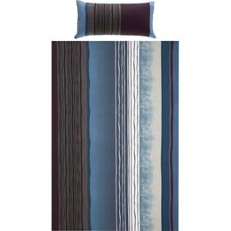 REDBEST Single-Jersey Bettw&auml;sche in blau-anthrazit | Gr.: 135x200 cm (80x80 cm)