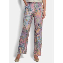 GOLDNER Kurzgr&ouml;&szlig;e: Luftige Sommerhose mit Patch-Muster in salbei / ros&eacute; / gemustert | Gr.: 25