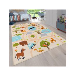 KADIMA DESIGN Kinderteppich waschmaschinenwaschbar Safari‐Stra&szlig;en Kinderzimmer in Mehrfarbig | Gr.: 80 x 150 cm