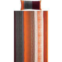 REDBEST Single-Jersey Bettw&auml;sche in terra-braun | Gr.: 155x220 cm (40x80 cm)
