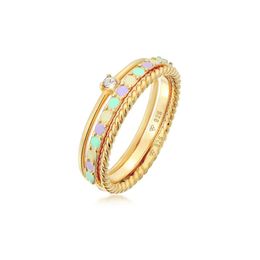 Elli Ring 925 Sterling Silber Ring Set in Gold | Gr.: 62