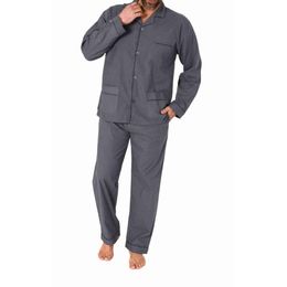 Normann langarm Schlafanzug Pyjama gewebt zum Kn&ouml;pfen - 80156 in grau | Gr.: 48