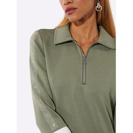CR&Eacute;ATION L creation L Modal-Mix-Kleid in khaki-wei&szlig; | Gr.: 42