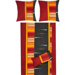 Erwin M&uuml;ller Erwin M&uuml;ller Mako-Single-Jersey Bettw&auml;sche in rot-gelb | Gr.: 200x200 (2x 80x80 cm)