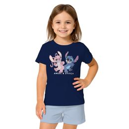 Lilo and Stitch Disney Lilo & Stitch Schlafanzug Angel & Stitch Pyjama Set Kurzarm in blau | Gr.: 110/116