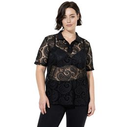 Ulla Popken Poloshirt in schwarz | Gr.: 46-48