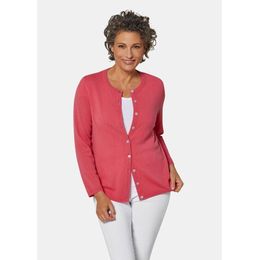 GOLDNER Eleganter Herbstcardigan mit Rundhals in koralle | Gr.: 50