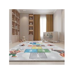KADIMA DESIGN Teppich Kinder Flachgewebe H&uuml;pfk&auml;stchen rutschfest Kinderzimmer | Gr.: 120 x 170 cm
