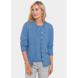 GOLDNER Eleganter Herbstcardigan mit Rundhals in himmelblau | Gr.: 52
