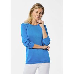 GOLDNER Pullover mit U-Boot-Ausschnitt aus Baumwoll-Viskose-Mix in karibikblau | Gr.: 40
