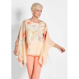GOLDNER Kurzgr&ouml;&szlig;e: Chiffonbluse mit floralem Design in pfirsich / gemustert | Gr.: 19