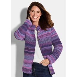 GOLDNER Kurzgr&ouml;&szlig;e: Multicolor Woll-Jacke mit Stehkragen in lila / flieder / gemustert | Gr.: 25