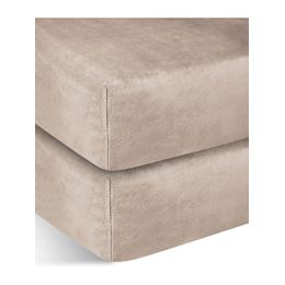 Aspero 2 Flanell-Spannbettlaken PERPIGNAN in Taupe | Gr.: 180x200 cm