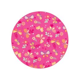 Snapstyle Kinder Spiel Teppich Schmetterling Rund in Pink | Gr.: 100x100 cm