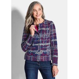 GOLDNER Elegante Jersey-Jacke mit Karomuster in royalblau / bordeaux / gemustert | Gr.: 40