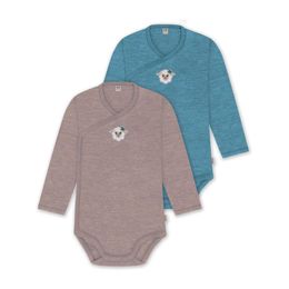 Normani Outdoor Sports 2er Pack Bio Baby-Body Langarm Wickelbody in Rosa/Blau | Gr.: 68