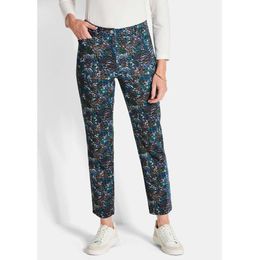 GOLDNER Kurzgr&ouml;&szlig;e: Kn&ouml;chellange Stretch-Druckhose LOUISA in royalblau / gemustert | Gr.: 24