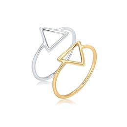 Elli Ring 925 Sterling Silber Bi Color_Tri Color, Dreieck, Geo, Ring Set in Silber | Gr.: 56