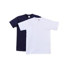 Fruit of the Loom Single-Jersey Unisex-T-Shirt, 2er-Pack in dunkelblau/wei&szlig; | Gr.: XL