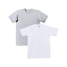 Fruit of the Loom Single-Jersey Unisex-T-Shirt, 2er-Pack in grau/wei&szlig; | Gr.: M