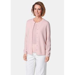 GOLDNER Kurzgr&ouml;&szlig;e: Eleganter Herbstcardigan mit Rundhals in puder | Gr.: 22