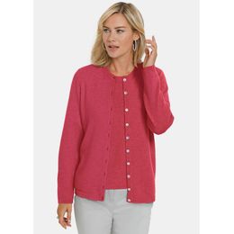 GOLDNER Kurzgr&ouml;&szlig;e: Eleganter Herbstcardigan mit Rundhals in koralle | Gr.: 22