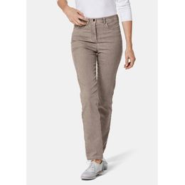GOLDNER Kurzgr&ouml;&szlig;e: Damen Jeans Slim Fit LOUISA, Stretch in taupe | Gr.: 26