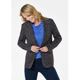 GOLDNER Kurzgr&ouml;&szlig;e: H&uuml;ftlanger Businessblazer, Multicolor in marine / gemustert | Gr.: 20