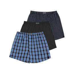 Normani 3 St&uuml;ck Herren Web Boxershorts in Blau/Schwarz | Gr.: XL