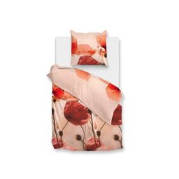 Zo!Home Renforc&eacute; Bettw&auml;sche - Campbell - Mohnblumen in rosa | Gr.: 135 x 200 + 80 x 80 cm
