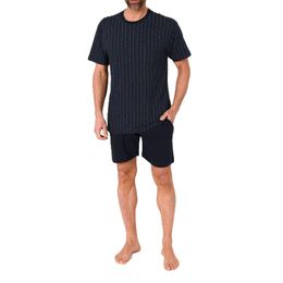 Normann kurzarm Schlafanzug Shorty Pyjama Streifen in blau | Gr.: 50