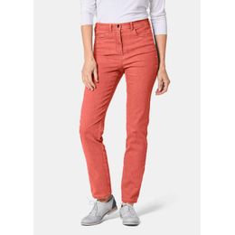 GOLDNER Kurzgr&ouml;&szlig;e: Damen Jeans Slim Fit LOUISA mit Stretch-Anteil in papaya | Gr.: 25