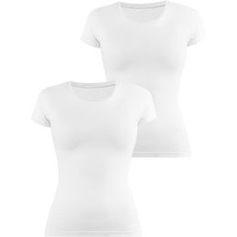 Janice 2 x Damen T-Shirt Nysa in Wei&szlig; | Gr.: XS/S