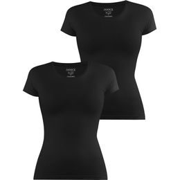 Janice 2 x Damen T-Shirt Nysa in Schwarz | Gr.: XS/S