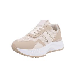 Ital-Design Freizeitschuh in Beige und Wei&szlig; | Gr.: 36