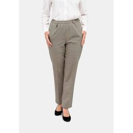 GOLDNER Kurzgr&ouml;&szlig;e: Elegante Stretchhose mit Komfortbund in taupe / melange | Gr.: 20