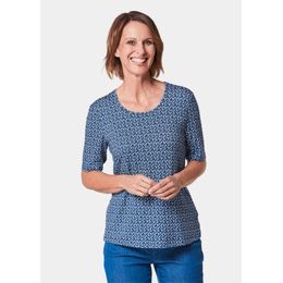 GOLDNER T-Shirt-Set mit Rundhalsausschnitt in bleu / wei&szlig; / gemustert | Gr.: 52