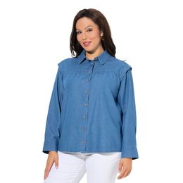 Ulla Popken Bluse in blue denim | Gr.: 54-56