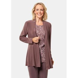 GOLDNER Kurzgr&ouml;&szlig;e: Leichte Shirtjacke lila mit Stretch in pflaumenviolett | Gr.: 19