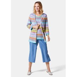 GOLDNER Kurzgr&ouml;&szlig;e: Jacquard-Strickjacke mit Ethno-Muster in eisblau / gemustert | Gr.: 23